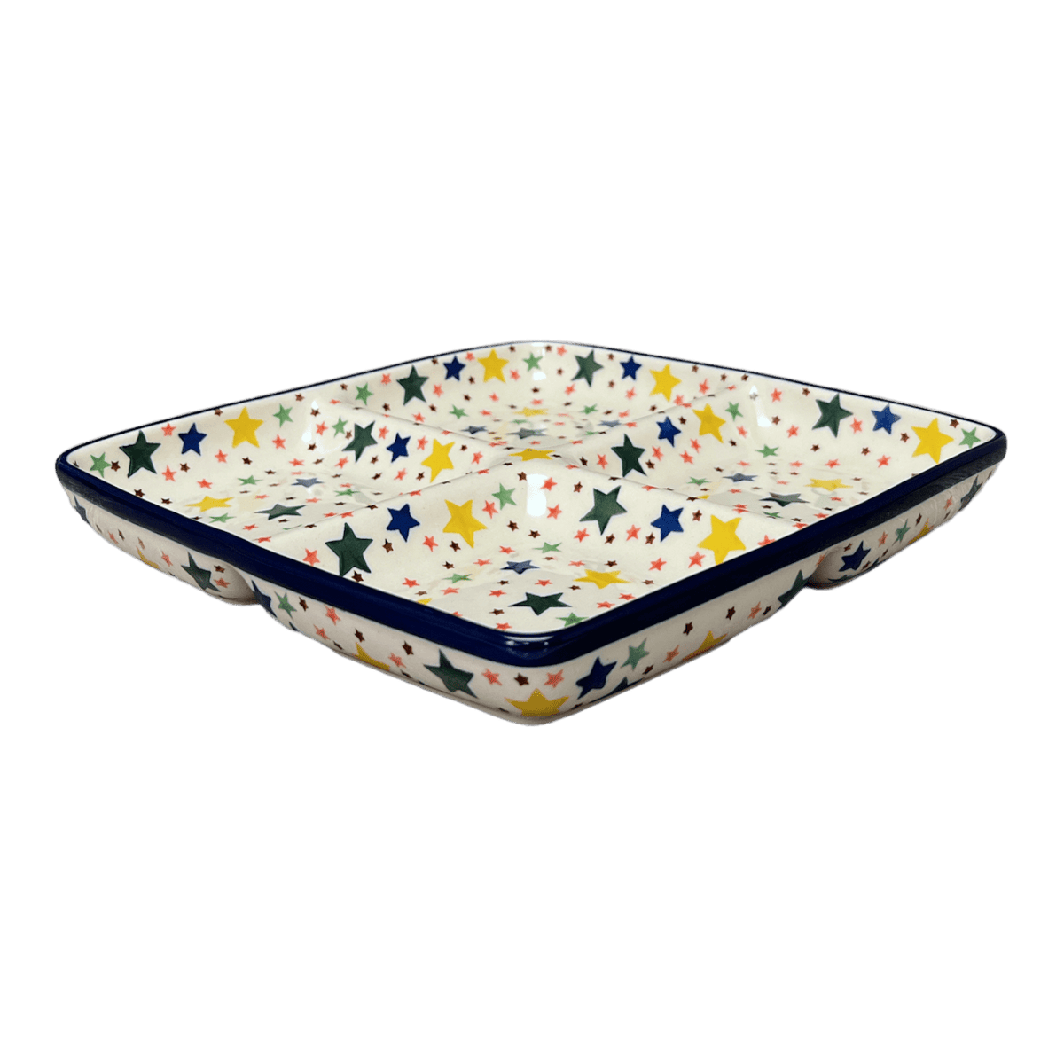 Divided Square Dish, 9.75" in "Star Shower" by Ceramika Artystyczna ...
