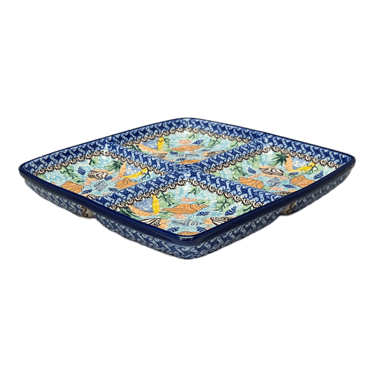 Divided Square Dish, 9.75" in "Poseidon's Treasure" by Ceramika Artyst ...