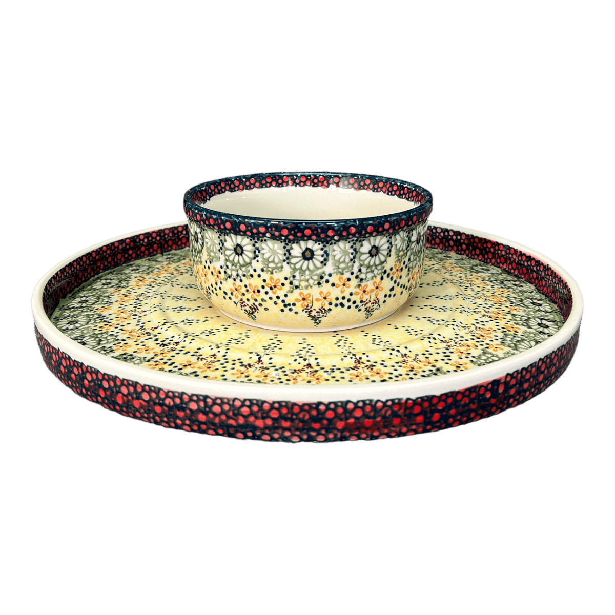 Platter, Round, Chip & Dip, 12.75" in "Sunshine Grotto" by Manufaktura ...