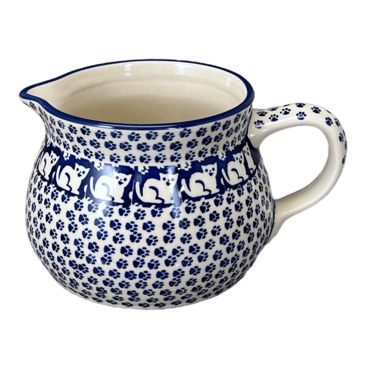 Polish Pottery - The 1 Liter Wide Mouth Pitcher - Kitty Cat Path – The ...