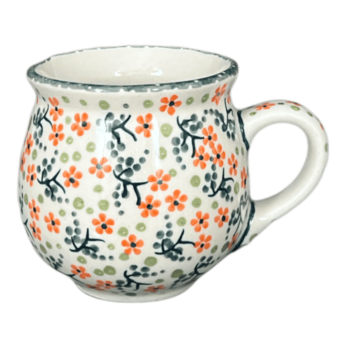 Mug, Belly Mug, Small, 7 oz in "Peach Blossoms" by Manufaktura | K067S ...