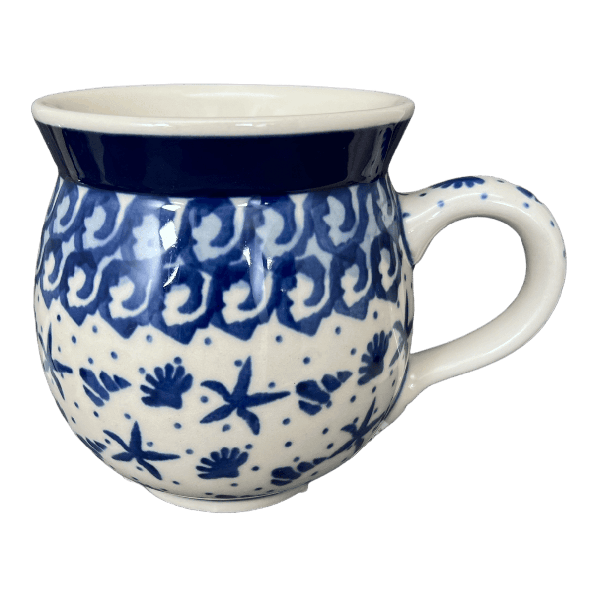 Mug, Belly Mug, 12 oz Medium in "Walk on the Beach" by Ceramika Artyst ...