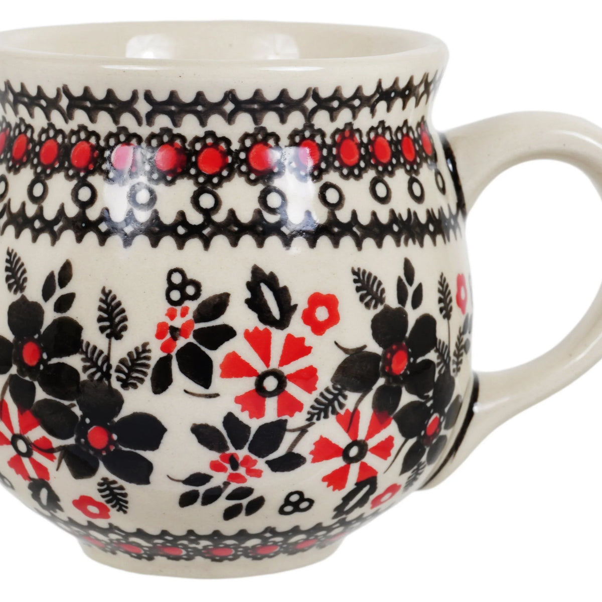 Mug, Belly Mug, 10 oz Medium in "Duet in Black & Red" by Manufaktura ...